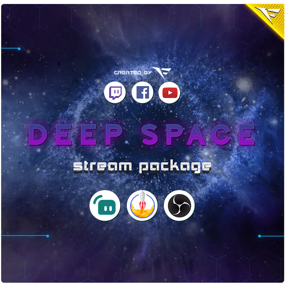 Deep Space Stream Overlay Package – Animated Twitch Scenes & Alerts for OBS